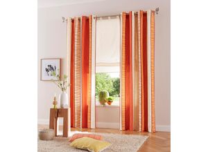 6920192990344 - Vorhang MY HOME Gosen Gr 4 orange (terra) B140cm H245cm Microfaser Polyester Gardinen Gardine 2-er Set Fertiggardine Längsstreifen