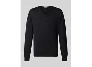 4026399040010 - Übergröße  Maerz Leichter V-Neck-Pullover Merinowolle in Schwarz