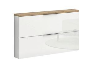 8058269474836 - Hängeschuhschrank  Weiß Hochglanz  Metall  140x82x19 cm  Garderobe Schuhaufbewahrung Schuhschränke