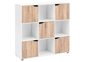 4250950273177 - Midyou Regal Skyport Samo  Weiß Eiche  Holzwerkstoff  2 Fächer  89x91x29 cm  stehend  Arbeitszimmer Büroregale Bücherregale