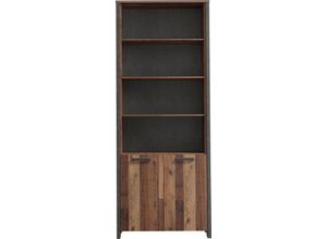 5904767896553 - Aktenregal Clif Regale Gr B H T 86 cm x 2207 cm x 416 cm 6 St offene Fächer grau (old – wood vintage betonoptik dunkelgrau) Aktenregale Regale Bücherregal Breite 86 cm viel Stauraum