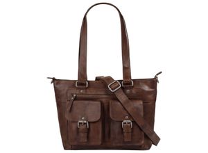 8718749077451 - Shopper SPIKES & SPARROW Damen Gr B H T 39cm x 26cm x 10cm onesize braun (cognac) Leder vintage Taschen echt Leder