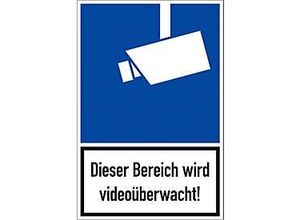 4060081039937 - moedel Hinweisschild „Dieser Bereich wird videoüberwacht!“ DIN 33450 L 270 x B 180 mm Aluminium blau-schwarz-weiß