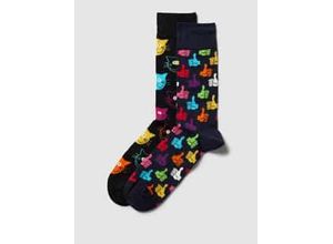 7333102558050 - HAPPY SOCKS Socken Classic Cat 2er-Pack Minimal-Print Baumwollmix schwarz 36-40