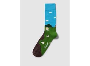 7333102465310 - Feinstrick-Socken Damen Baumwolle blau gemustert