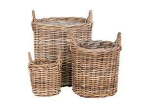 5713917017799 - Xxxl Korbset  Braun  Kunststoff  3-teilig  Rattan  rund  41x49x41 cm  Ordnen & Aufbewahren Aufbewahrungskörbe