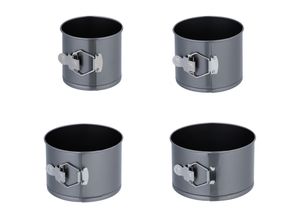 4052025450052 - Springform Set 4-teilig ø 12 14 16 18 cm Carbonstahl Antihaftbeschichtung runde Backformen anthrazit - Relaxdays