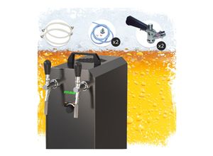 0711906108515 - Komplett Set - Zapfanlage Bierzapfanlage STREAM 50K mit Luftpumpe Bierkoffer Durchlaufkühler 2-leitig Trockenkühler bis zu 55 Liter h - BLACK EDITION ZapfkopfKeyKegZapfkopf 2KeyKeg