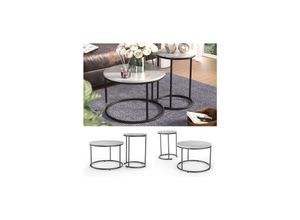 4066731446308 - Couchtisch-Set Ottawa Weiß Marmor-Optik 2 Teile