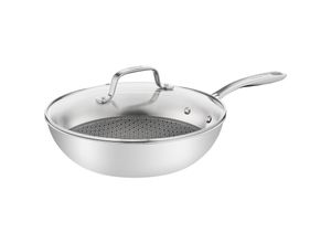 3168430304611 - Wok TEFAL Eternal Pfannen Gr Ø 28 cm silberfarben (edelstahlfarben) Woks Pfanne Triply3-Schicht-Material Mesh-Beschichtung alle Herdarten Induktion