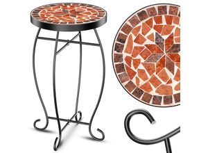 4260729116215 - KESSER® Mosaiktisch Bistrotische Blumenhocker Rund 60 x 34 cm Metall Mosaik Beistelltisch Balkontisch Gartentische Terrassentisch Balkon Steinmosaik Garten Gartentisch Indoor Outdoor