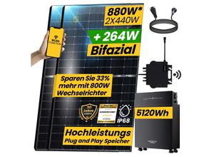 4255813314400 - Epp 880W Balkonkraftwerk mit Speicher 5 kWh AC gekoppelt NEO 800W Wechselrichter