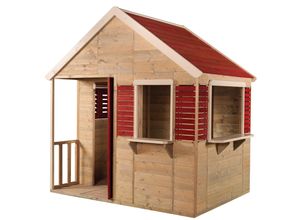 4751017090794 - Holz Kinderspielhaus Krokodil Gartenhaus inkl Fenster und Veranda natur   rot 120 x 155 x 168 cm (b x t x h) - Wendi Toys