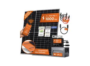 4262403074118 - Solarway® 1000W Balkonkraftwerk mit Speicher 800W komplett Steckdose - neuester 800 Watt Wechselrichter - 16 kWh Anker Solix 1 - 500W Solarmodule & Envertech & Anker