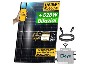 4262472910683 - Epp 1760W Balkonkraftwerk Bifazial Komplettset 1600W Photovoltaik Solaranlage mit DEYE 1600W WIFI Wechselrichter Mini PV Anlage