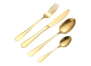 4255829538241 - 72 tlg Besteck-Set für 12 Personen aus 18 10 Edelstahl in Gold
