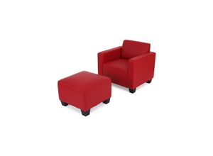 4052826123582 - Modular Sessel Loungesessel mit Ottomane Moncalieri Kunstleder ~ rot