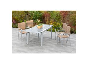 4033662993812 - MERXX Garten-Essgruppe Savona (5-tlg) 4 Sessel mit ausziehbarem Tisch