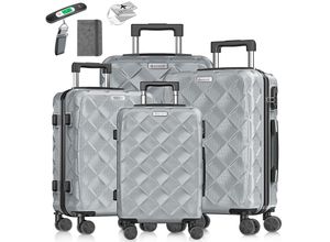 4255598351768 - KESSER® Reisekoffer Set 4-teilig Kofferset ABS Hartschalenkoffer mit Zahlenschloss Kofferwaage & Reisebrieftasche 360° Rollen Handgepäck & große Koffer für Business & Reise Trolley