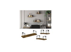 4066731446223 - Wandregal Fyrk Antikholz-Optik Schwarz 3 Teile