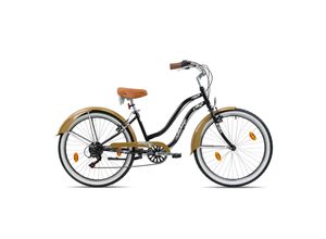 4250585410107 - Chrisson Aloha Beachcruiser 26 Zoll Damen Herren 155 - 170 cm Fahrrad 6 Gang schwarz gold 41 cm