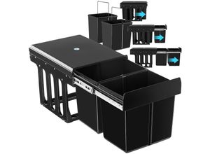 4061173271624 - tectake® Abfallsammler - Einbau-Abfallsammler - Mehrfache Mülltrennung - Effiziente Aufräumlösung für Küche und Büro - Doppel-Abfallsammler mit Teleskopschienen - 2x 15L