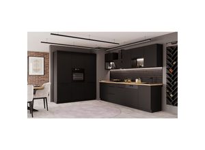 4255832101876 - Küche SIENA LOFT - 280 + 180 cm Küchenzeile Küchenblock Einbauküche Schwarz matt