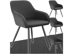 4061173266644 - tectake® Esszimmerstuhl gepolstert in Cordoptik robuste Stahlbeine 58 x 62 x 82 cm