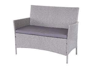 4057651293042 - Poly-Rattan Gartenbank Hamar Sitzbank Bank ~ grau Kissen anthrazit