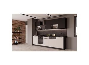 4255832101852 - Küche ARONA + SIENA BASIC LOFT 280 cm Küchenzeile Küchenblock Kaschmir Schwarz