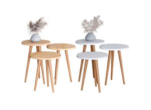 4051814426643 - 3-tlg Set Beistelltisch Tisch im schlichten Design Maße ca H 42 47 52 x B 34 x T 34 cm Wohnzimmertisch - Barilo