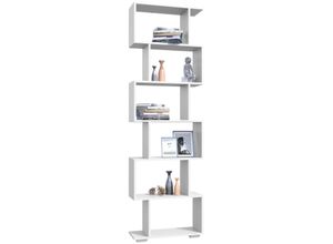 4051814427251 - Standregal Holz Raumteiler Stand Regal Deko Bücher Palusa L Gr 60 weiß B60cm H196cm T24cm Holzwerkstoff Holz Spanplatte Regale