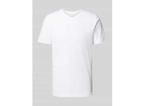 4049445202408 - OLYMP Modern Fit T-Shirt V-Ausschnitt Doppelpack weiss Einfarbig S