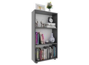 4051814420214 - Standregal Holz Aufbewahrung Stand Regal Bücherregal Deko Bücher Standregal Bulas 3 Fächer Gr 56 grau (anthrazit) B56cm H108cm T20cm Holzwerkstoff Holz Spanplatte Regale