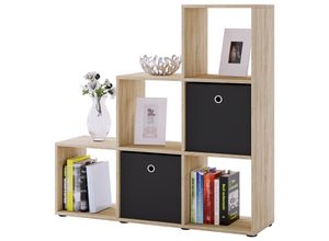 4051814353628 - Standregal Holzregal stehend platzsparendes Regal Maße H 105 x B 108 x T 29 cm Elegantes Regal stehend Aufbewahrungsregal Bücherregal Raumteiler- Nitas Gr 108 sonoma eiche (sägerau) B108cm H105cm T29cm Holzwerkstoff Holz Spanplatte Regale