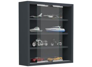 4051814418785 - Wandregal Glasvitrine hängend Vitrine Glas mit ESG-Sicherheitsglas Maße H 40 x B 37 x T 10 cm Hängevitrine Glas Modern und platzsparend Glas Vitrinenschrank - Agisa S Gr 37 grau (anthrazit) B37cm H40cm T10cm Holzwerkstoff Holz Spanplatte Glas Regale