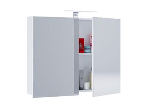 4051814376825 - Badspiegel Badschrank zeitlos Maße ca H 59 x B 60 x T 12 cm Zwei Drehtüren Spiegelschrank - Badinos 59 x 60 cm Gr 60 weiß B60cm H59cm T12cm Holzwerkstoff Spiegel