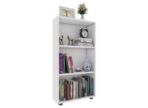 4051814420207 - Standregal Holz Aufbewahrung Stand Regal Bücherregal Deko Bücher Standregal Bulas 3 Fächer Gr 56 weiß B56cm H108cm T20cm Holzwerkstoff Holz Spanplatte Regale