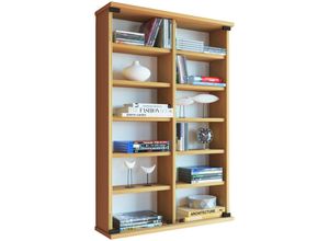 4051814349065 - Media-Regal Holz CD DVD Wandregal Wandvitrine Vitrine mit 2 ESG-Sicherheitsglastüren Maße H 92 x B 60 x T 18 cm 10 variable Einlegeböden - Zuntisa Gr 60 braun (buche) B60cm H92cm T18cm Holzwerkstoff Holz Spanplatte Glas Regale