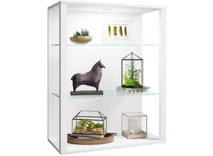 4051814431562 - Wandregal Glasvitrine hängend Vitrine Glas mit ESG-Sicherheitsglas Maße ca H 90 x B 70 x T 35 cm Hängevitrine Glas Modern und platzsparend Glas Vitrinenschrank - Glasol LW Gr 70 weiß B70cm H90cm T35cm Holzwerkstoff Holz Spanplatte Glas Regale