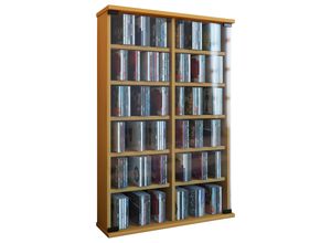 4012246504033 - CD Regal Holz CD Schrank mit ESG-Sicherheitsglastüren für 300 CDs oder 130 DVDs oder 72-Videos Maße H 92 x B 60 x T 18 cm Elegantes DVD Regal Blu ray Regal CD Regal - Roma