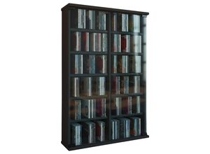 4012246504019 - CD Regal Holz CD Schrank mit ESG-Sicherheitsglastüren für 300 CDs oder 130 DVDs oder 72-Videos Maße H 92 x B 60 x T 18 cm Elegantes DVD Regal Blu ray Regal CD Regal - Roma