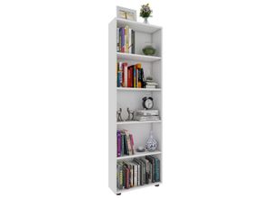 4051814420238 - Standregal Holz Aufbewahrung Stand Regal Bücherregal Deko Bücher Standregal Bulas 5 Fächer Gr 56 weiß B56cm H169cm T20cm Holzwerkstoff Holz Spanplatte Regale