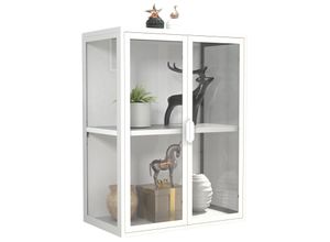 4051814436123 - Wandregal Glasvitrine hängend Vitrine Glas mit ESG-Sicherheitsglas Maße ca H 80 x B 60 x T 35 cm Hängevitrine Glas Modern und platzsparend Glas Vitrinenschrank - Flokas M Gr 60 weiß B60cm H80cm T35cm Metall Stahl Glas Regale