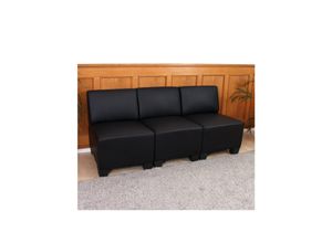 4052826121823 - Modular 3-Sitzer Sofa Moncalieri Kunstleder ~ schwarz ohne Armlehnen