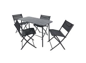 4051814441875 - 5-tlg Gartenmöbel Set Sitzgruppe Essgruppe 1xTisch 4x Stühle Tisch Maße ca H 72 x B 110 x T 55 cm Klappbar Garten Set - Sumila