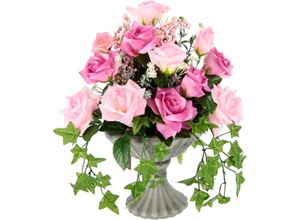 4019844783860 - Kunstblume IGEA Rosen Kunstpflanzen Gr B H L 30 cm x 35 cm x 20 cm rosa Weitere Weihnachtsdeko Im Pokal aus Keramik Grabschmuck Künstliche Blumen Rose