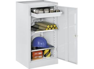 8697653670630 - eurokraft basic Werkzeugschrank mit 1 Schublade 2 Fachböden Höhenverstellraster 40 mm lichtgrau RAL 7035