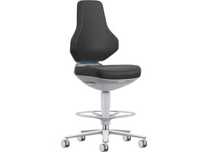 4099883004249 - Reinraum-Arbeitsdrehstuhl TEXON mit Sitz-Stopp-Rollen + Fußring Höheverstellbereich 570 - 810 mm Skintec schwarz bimos