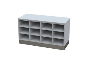 4021177302014 - Sitover-Garderobenbank einseitig melaminbeschichtet 15 Fächer Länge 1360 mm grau Edelstahlsockel kaiserkraft